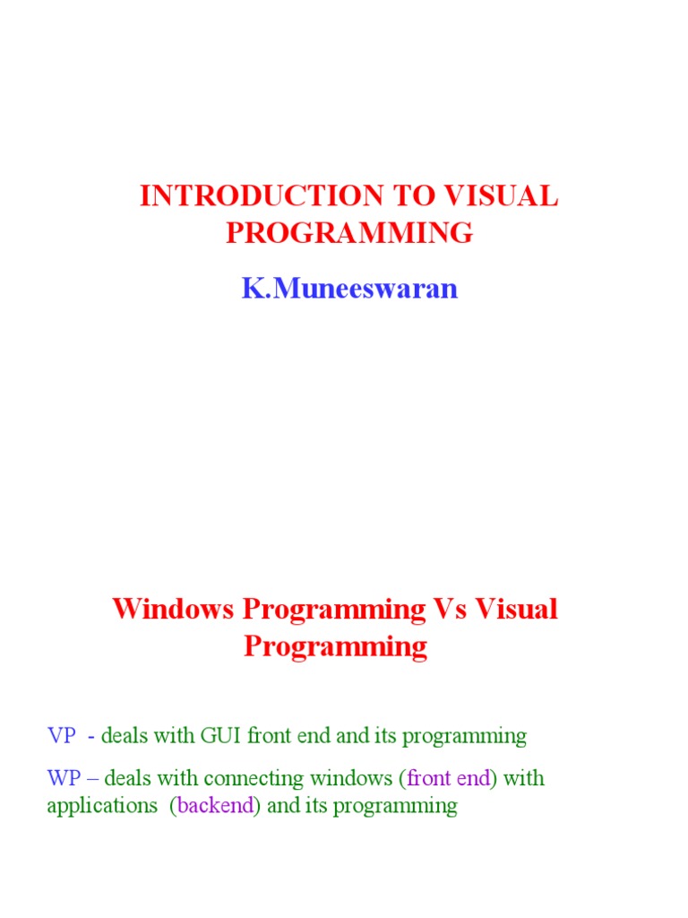 Introduction To Visal Programming | PDF | Component Object Model | Microsoft Windows