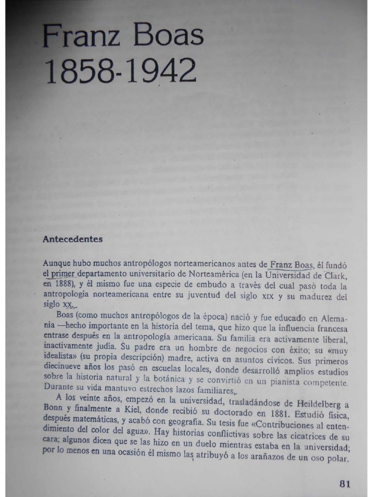 Franz Boas 1858-1942 | PDF | Método científico | Antropología
