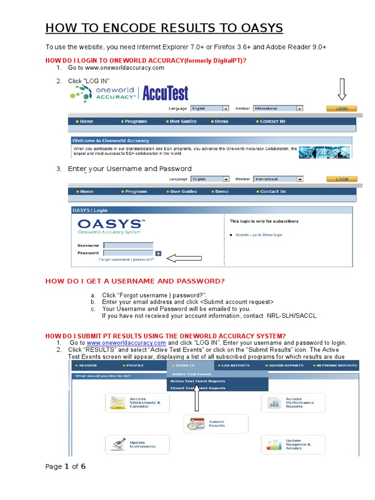 How To Encode Results To Oasys | PDF | Assay | Login