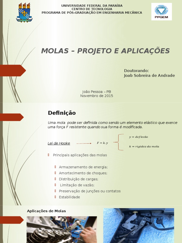 Aula Molas | PDF | Estresse (Mecânica) | Fadiga (Engenharia)