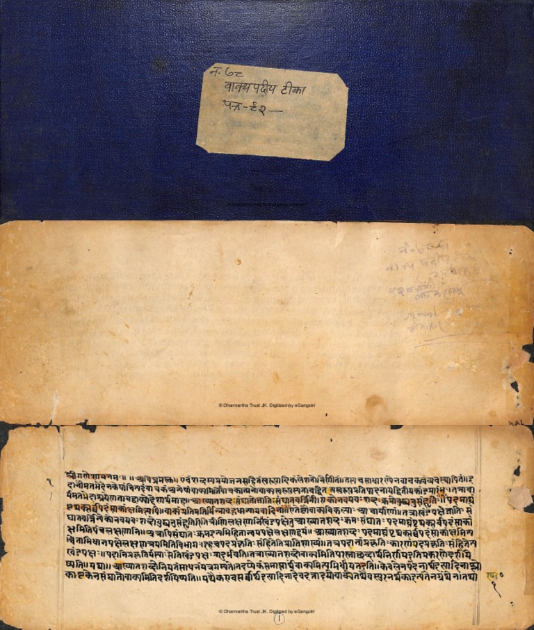 Vakyapadiya With Tika of Punyaraja 78 Alm 1 SHLF 3 Devanagari ...