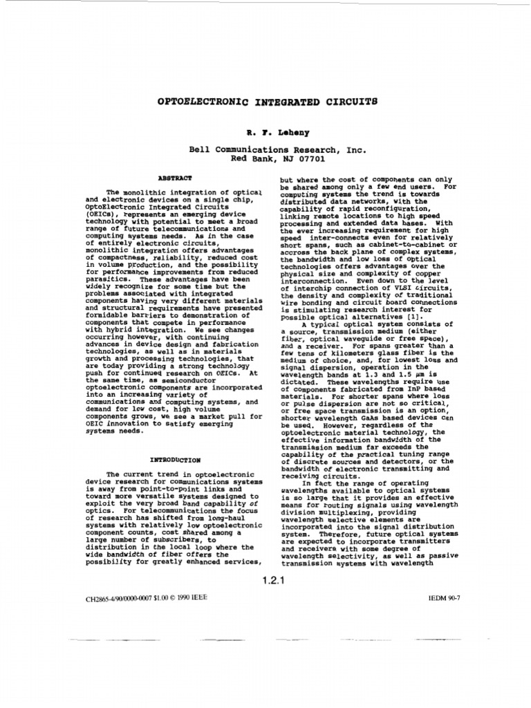 Optoelectronic Integrated Circuits | PDF | Integrated Circuit | Laser