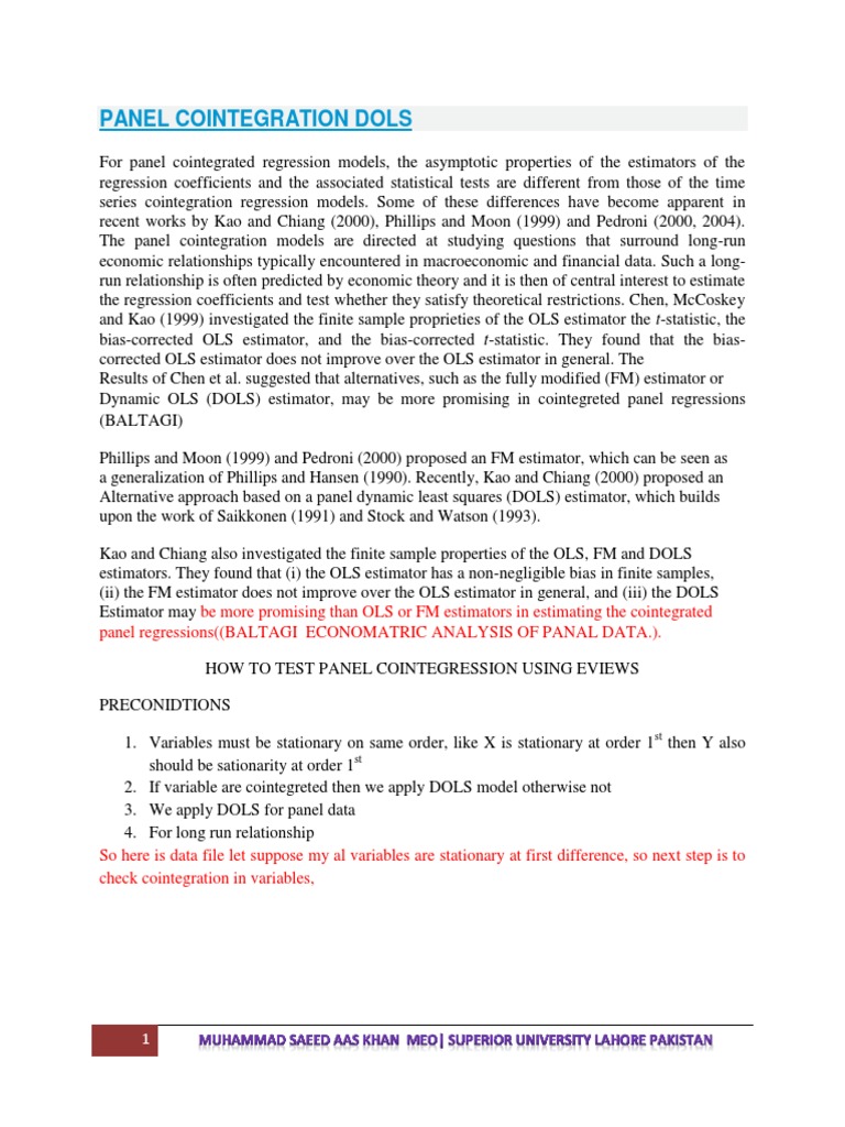DOLS Model | Download Free PDF | Ordinary Least Squares | Statistical ...