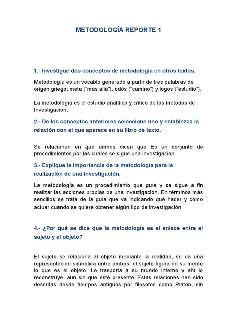 Metodología Reporte 1 Método Científico Science