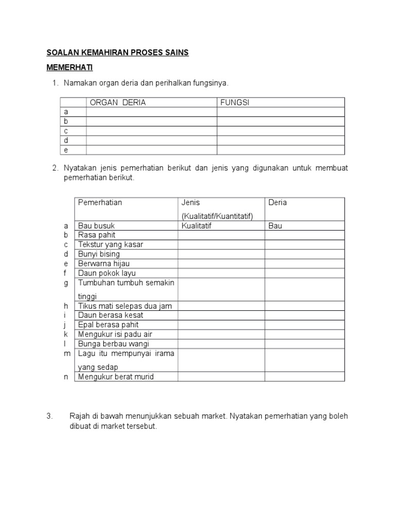 Soalan Kemahiran Proses Sains | PDF