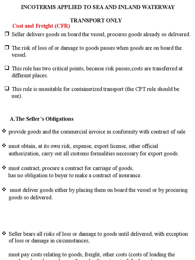 CFR, Cif, Fob, Dap | PDF | Commercial Item Transport And Distribution ...