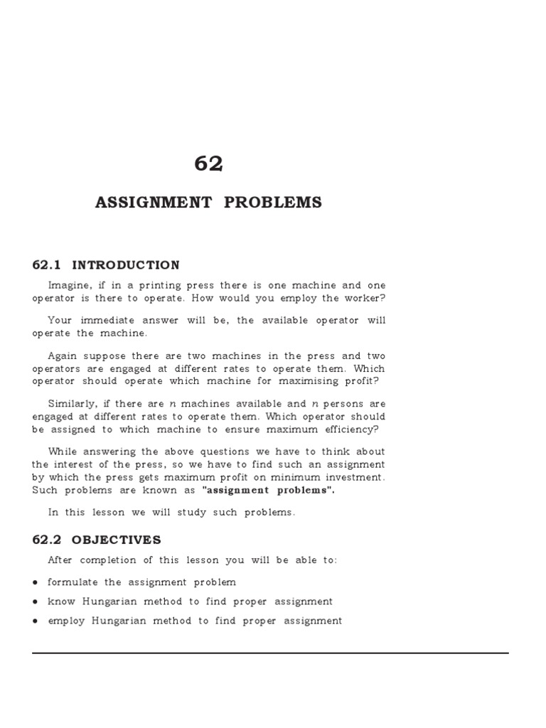 Assignment Algorithm (Operations Research) Hungarian Method | PDF ...