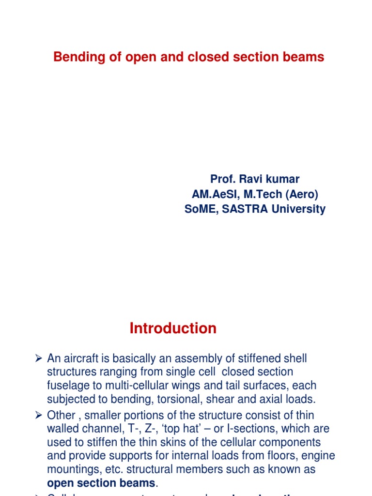 Bending of Open & Closed Cross Section Beams | PDF | Bending | Beam ...