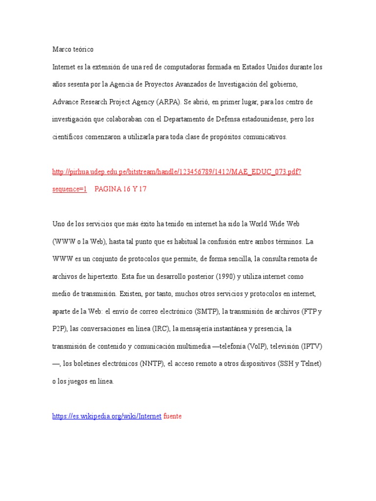 Marco Teórico del internet | PDF | Internet | Red mundial