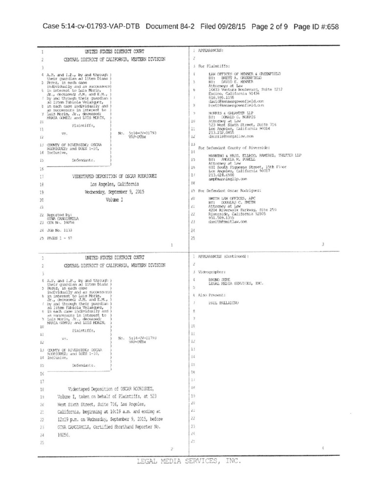 Partial Transcript of Deputy Oscar Rodriguez Deposition | PDF