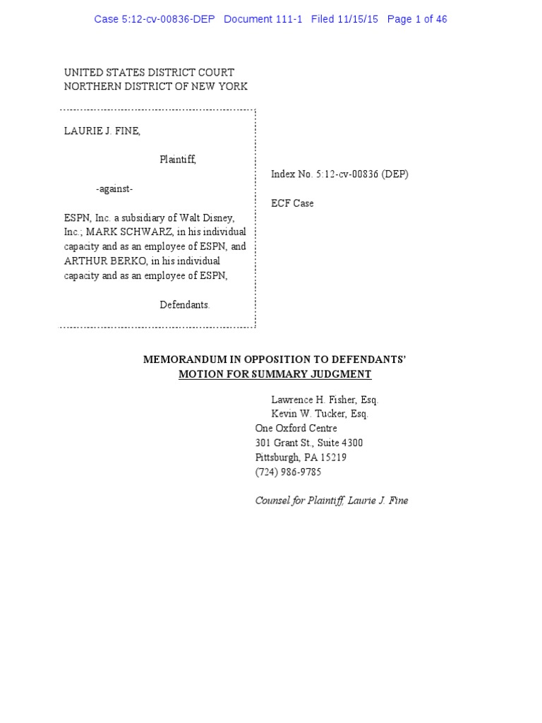 Laurie Fine Response To ESPN | Download Free PDF | Defamation | Burden ...