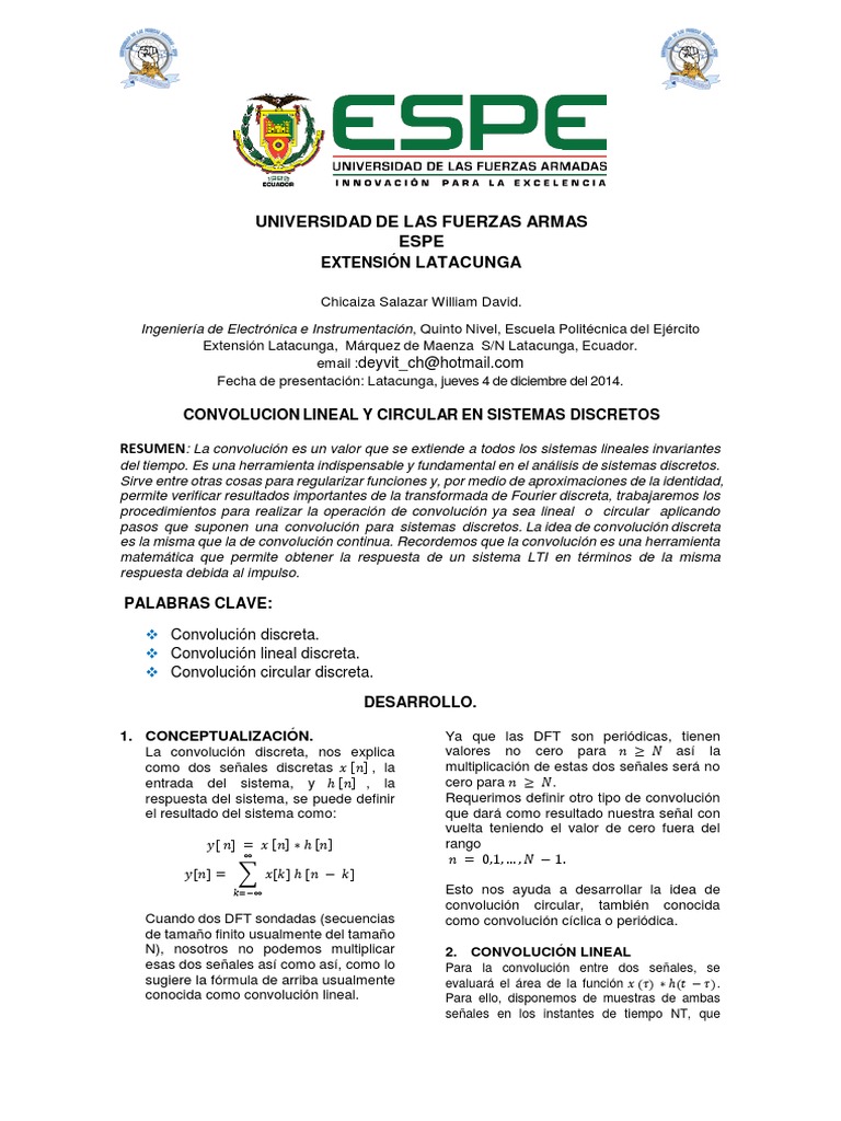 Convolución Lineal y Circular Discreta | PDF | Circunvolución ...