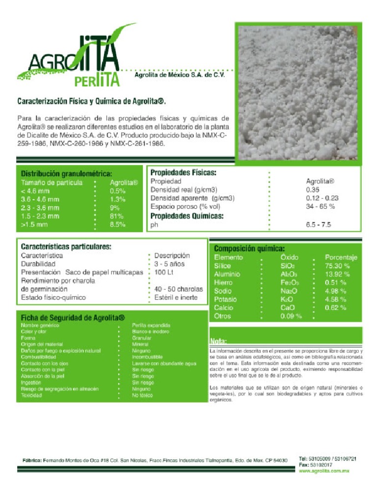 Baja Ficha Tecnica Agrolita | PDF