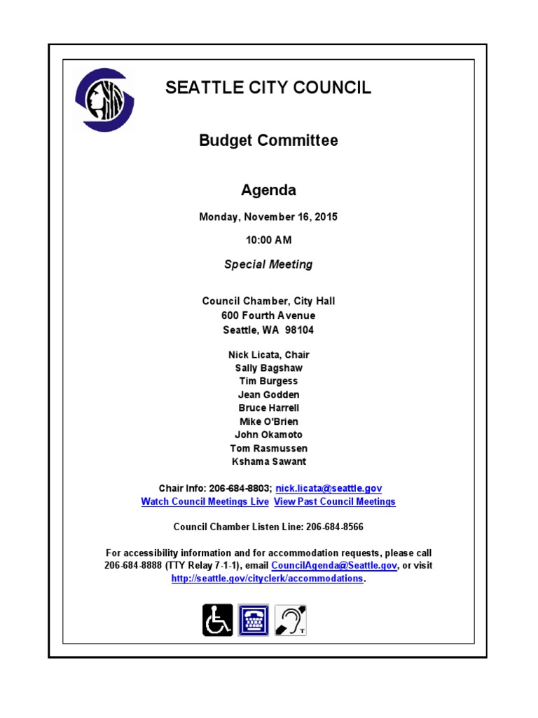 Seattle Budget Agenda | Download Free PDF | Accessibility | Taxes