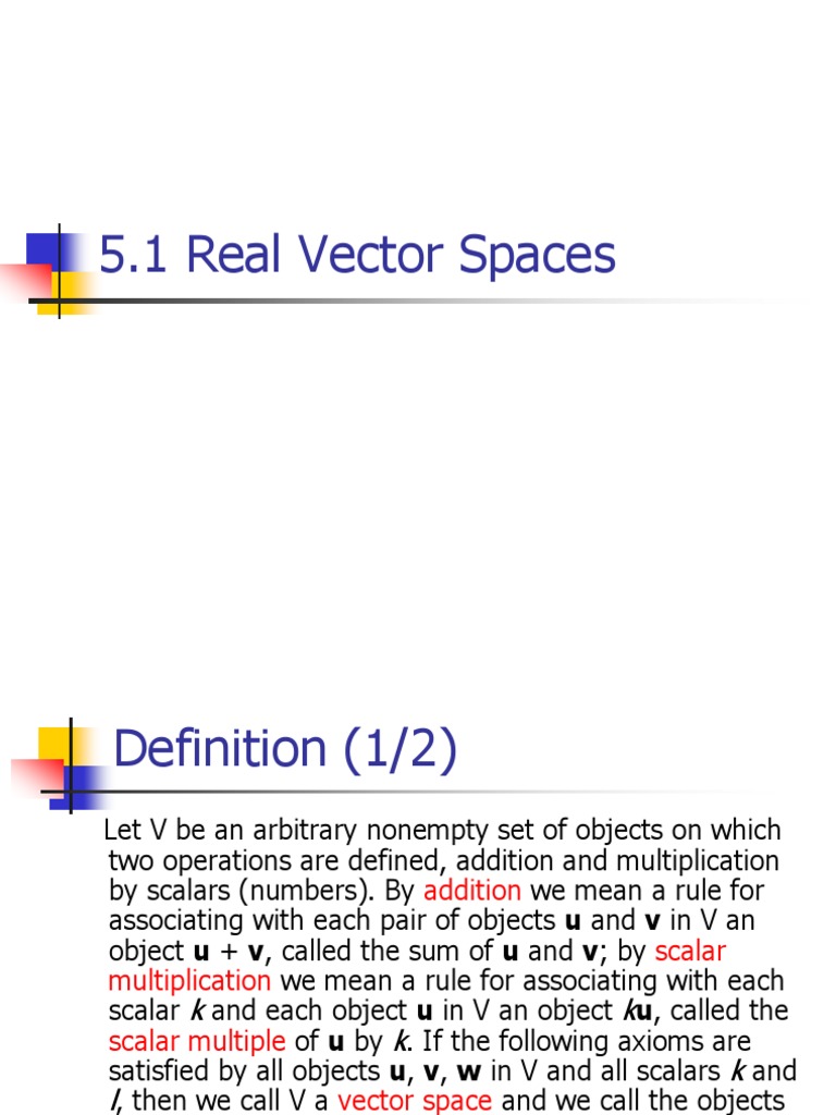 Vector Spaces and Subspaces | PDF | Vector Space | Linear Subspace