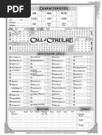 Call of Cthulhu 7E Combat Cheat Sheet | PDF | Weaponry | Leisure