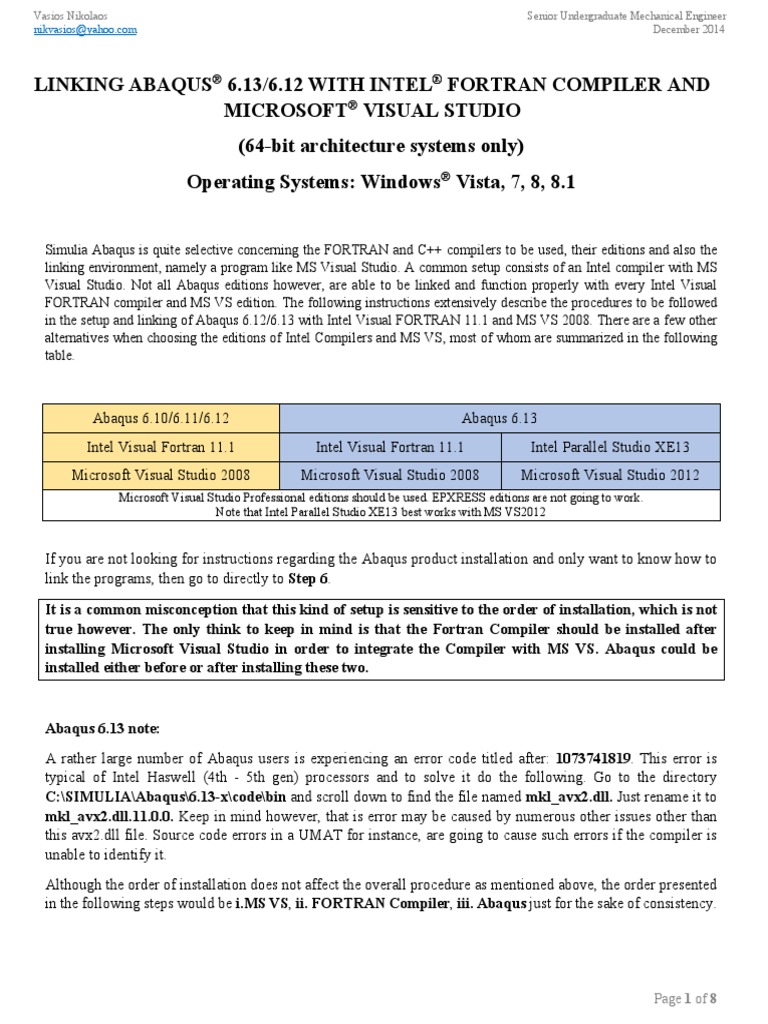 Instruction To Link Abaqus With Vs and IFC | PDF | Microsoft Visual Studio | Subroutine