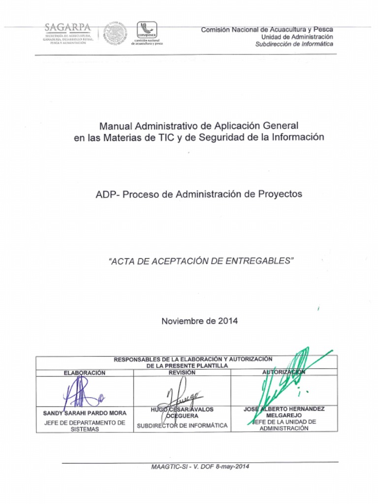 ADP Acta de Aceptacion de Entregables | PDF
