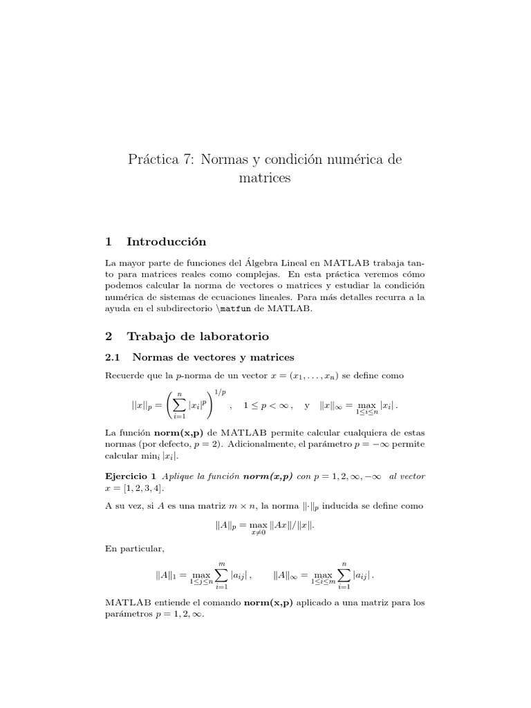 Funcion Norm Matlab | Descargar gratis PDF | Matriz (Matemáticas ...
