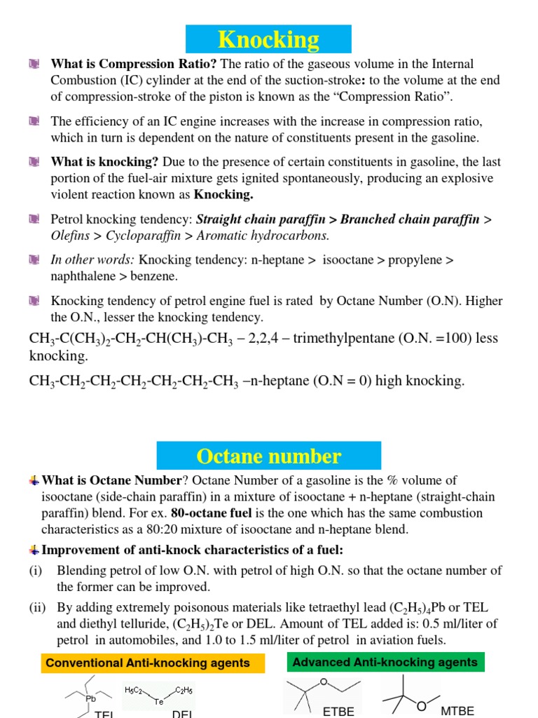 Understanding Knocking, Octane Number, Cetane Number, Anti-Knocking ...