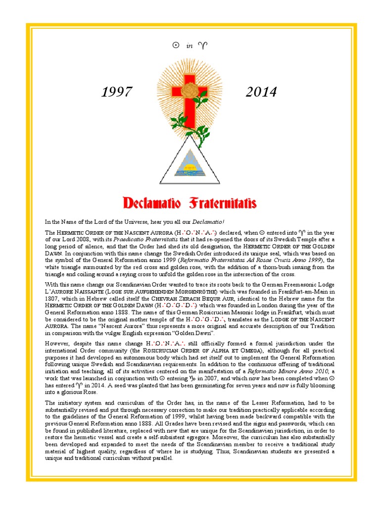 Declamatio Fraternitatis English | PDF | Esoteric Schools Of Thought ...