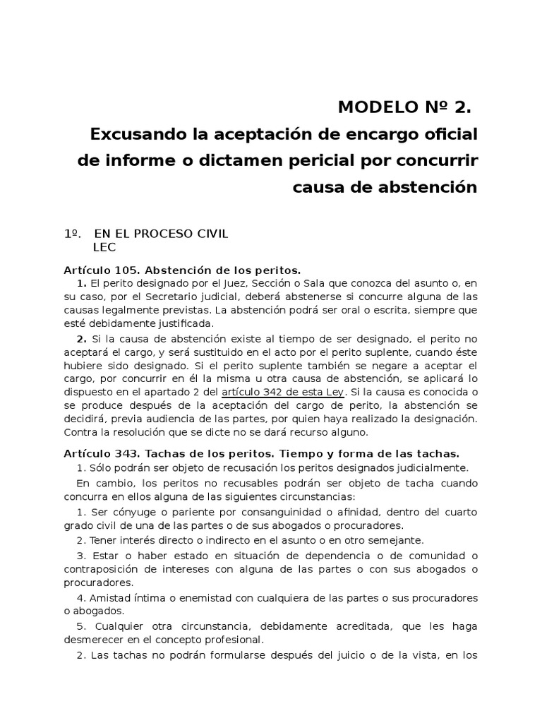 Modelo 002 | Descargar gratis PDF | Testigo experto | Instituciones ...