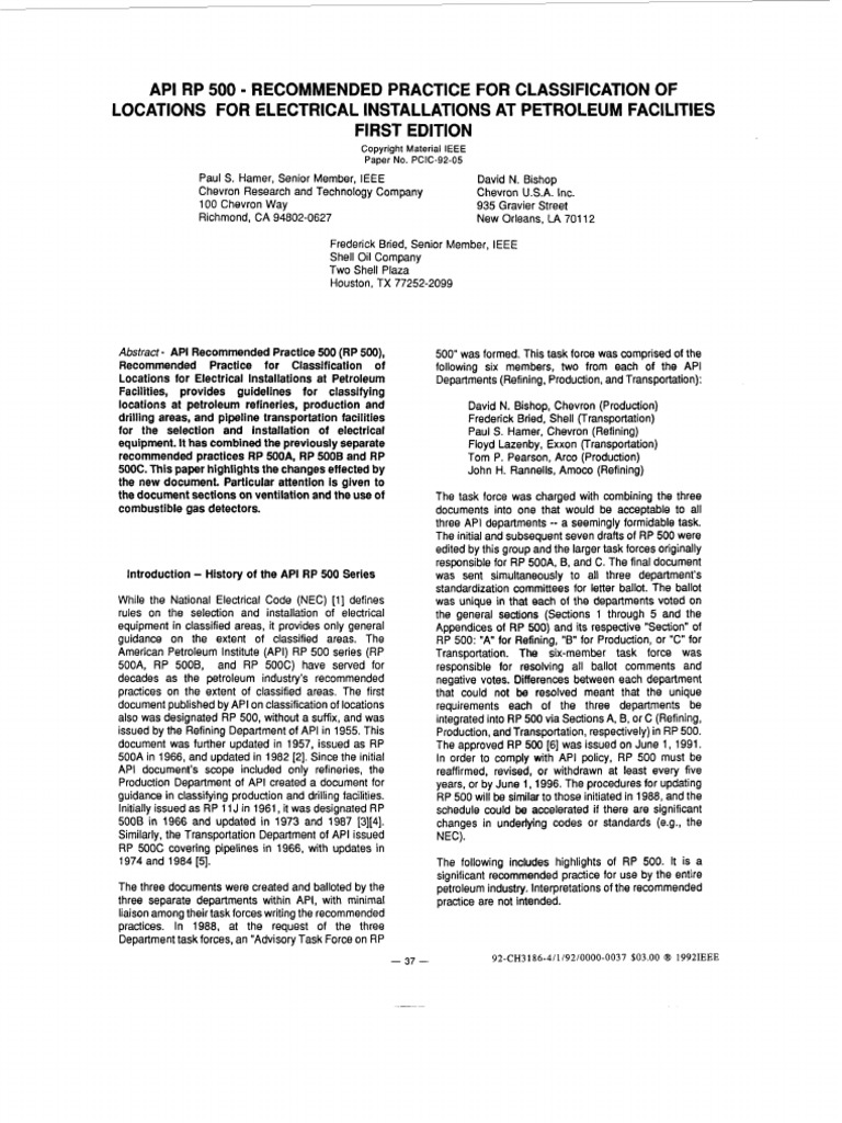 API RP 500 - Recommended Practice For Cla | PDF | Flammability ...
