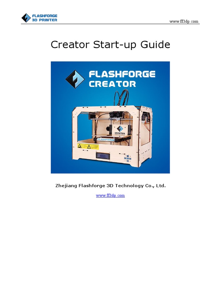 Flashforge Creator Start Guide | PDF | Extrusion | Device Driver