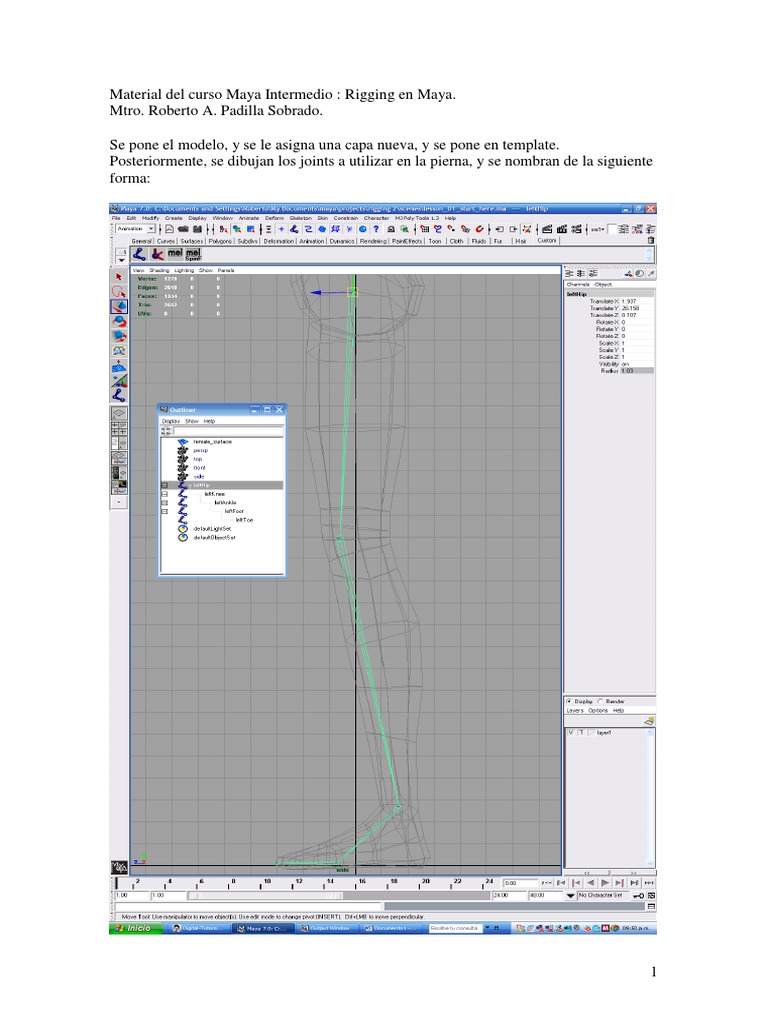 Rigging de Piernas en Maya | PDF | Spline (Matemáticas) | Point and Click