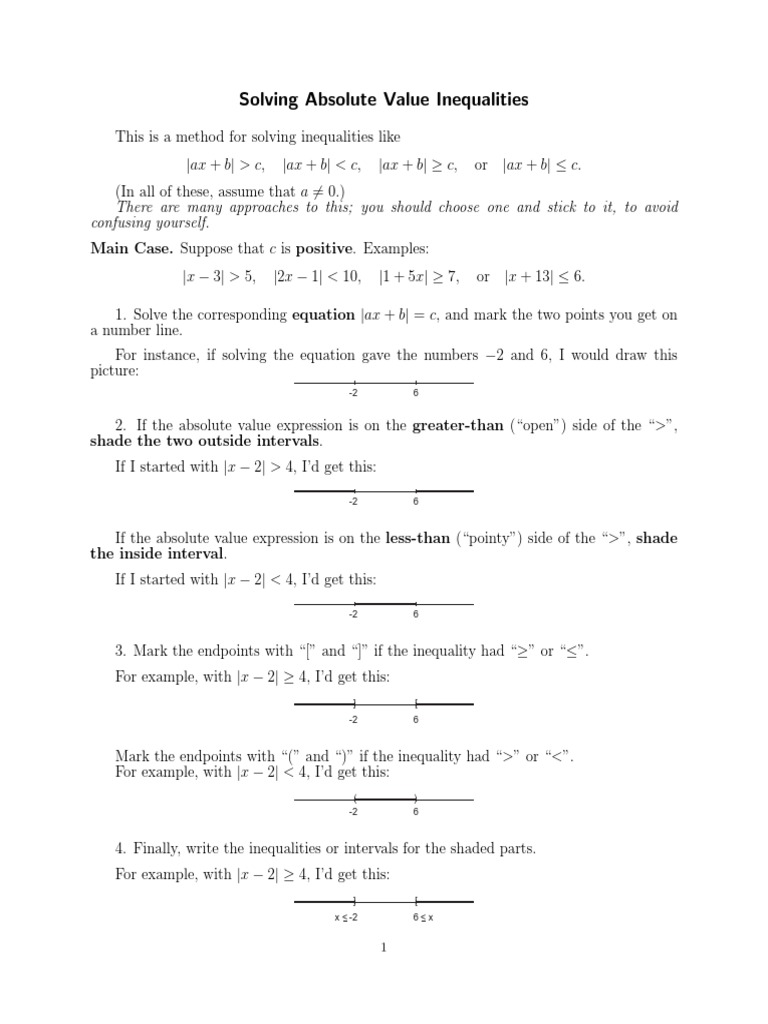 Absolute Value Inequalities PDF | PDF