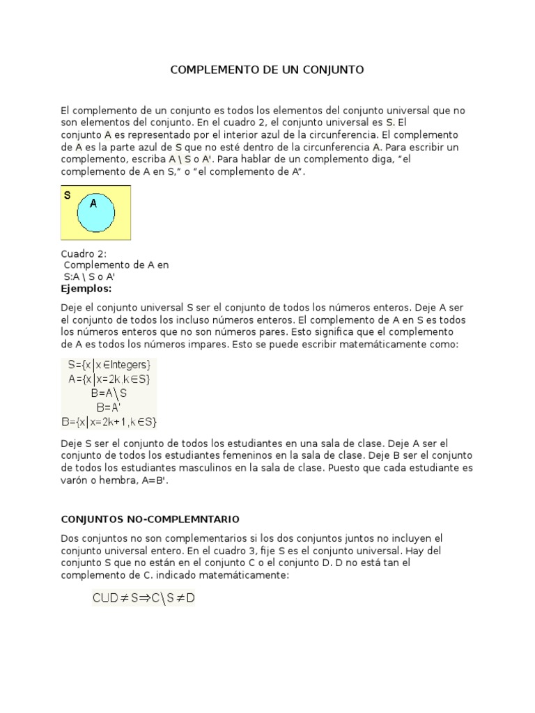 Complemento de Un Conjunto | PDF | Conjunto (Matemáticas ...