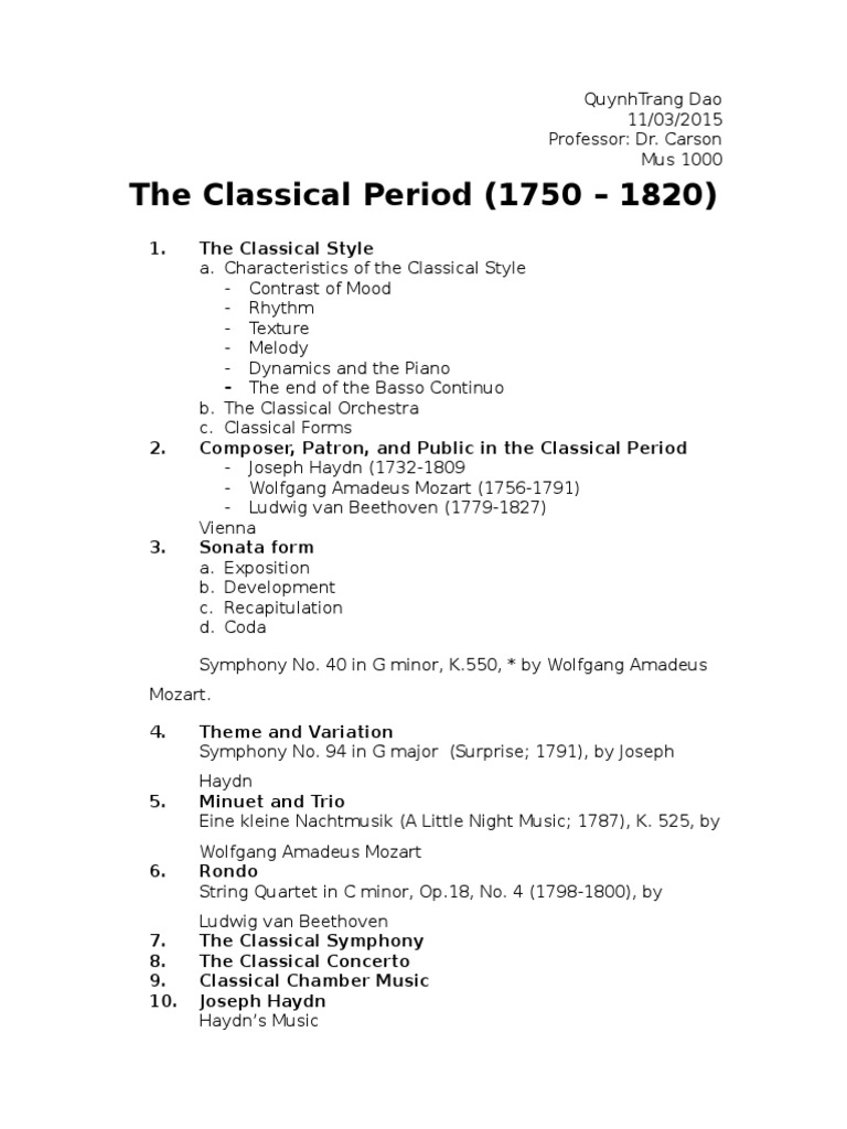 Overview of Classical Music Period | PDF
