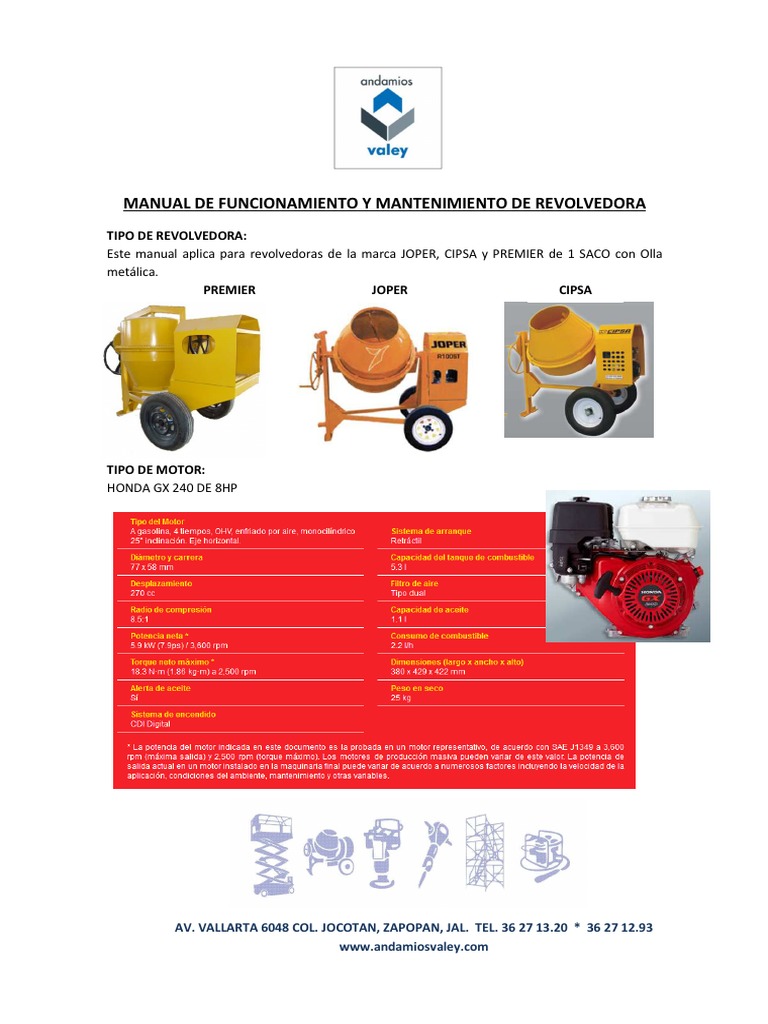 Manual de Uso de Revolvedoras | PDF | Gasolina | Agua