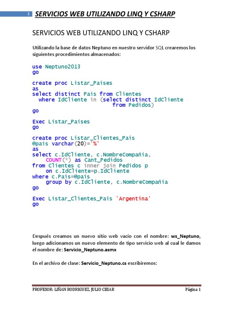 Servicios Web Utilizando Linq Csharp | PDF | Red mundial | Internet y web