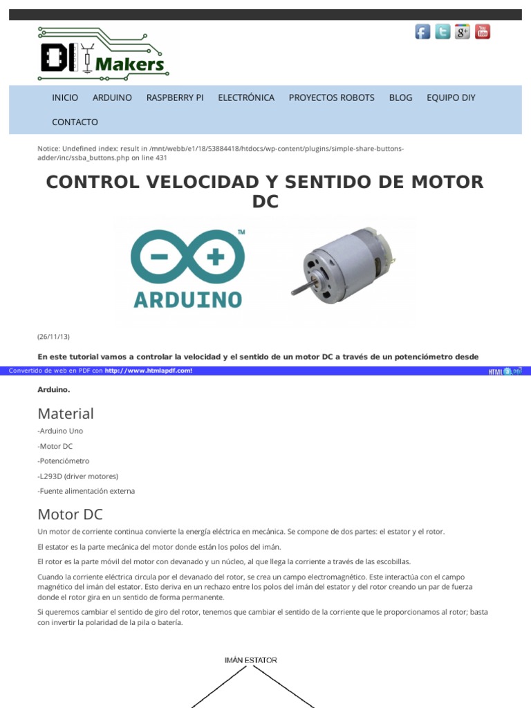 Control Velocidad y Sentido de Motor DC | PDF | Electromagnetismo | Fuerza