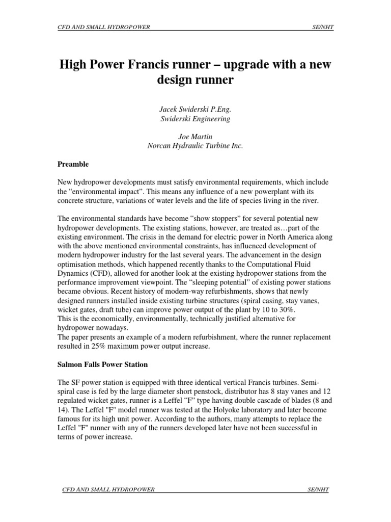 High Power Francis Runner - Upgrade With A New Design Runner | PDF ...
