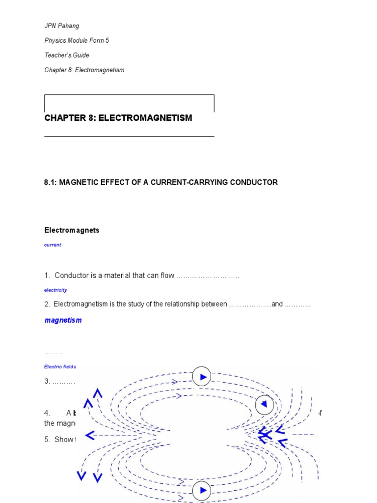 Chapter 8 Electromagnet Teachers Guide 2009 | PDF | Electromagnetic ...