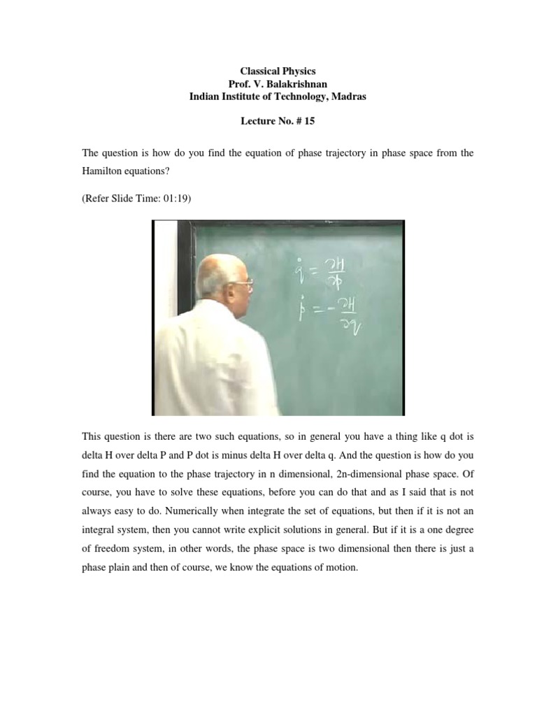 Classical Physics Prof. V. Balakrishnan Indian Institute of Technology ...