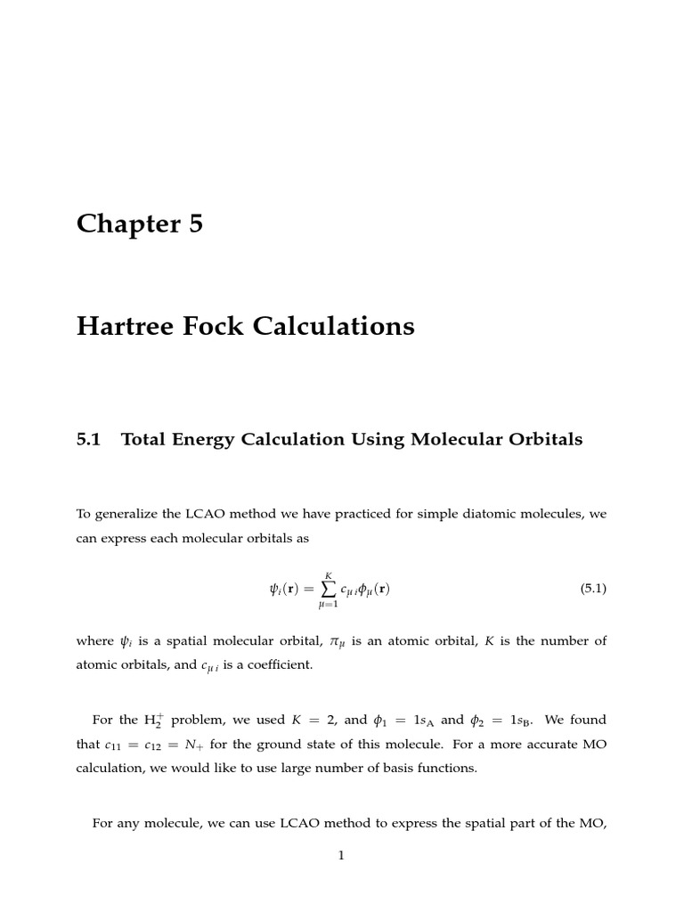 Lecturenotes 5 | PDF | Molecular Orbital | Hartree–Fock Method