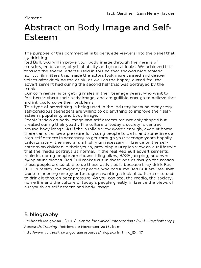 Abstract On Body Image and Self-Esteem: Bibliography | PDF | Social ...