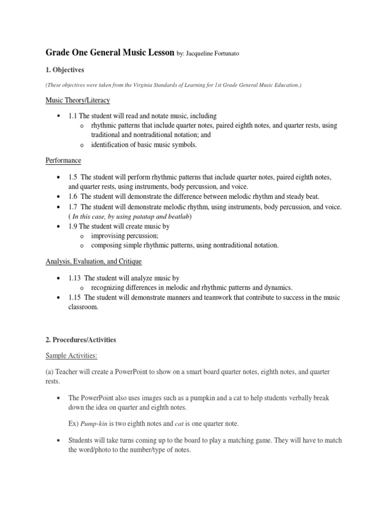Music Tech Lesson Plan | PDF | Educational Assessment | Music Education