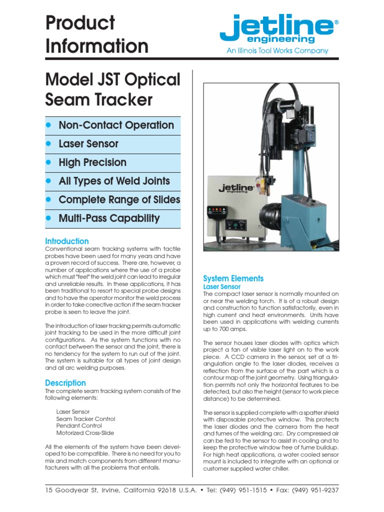 JST Optical Seam Tracker Brochure | PDF | Laser | Welding