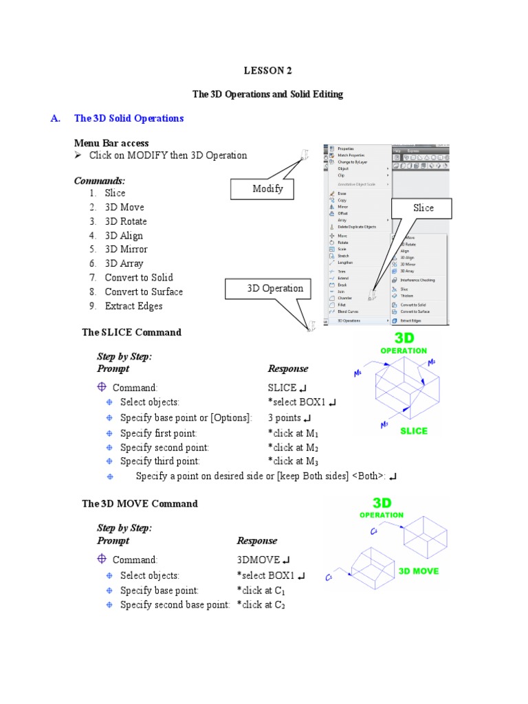 Lesson 2: A. The 3D Solid Operations | PDF