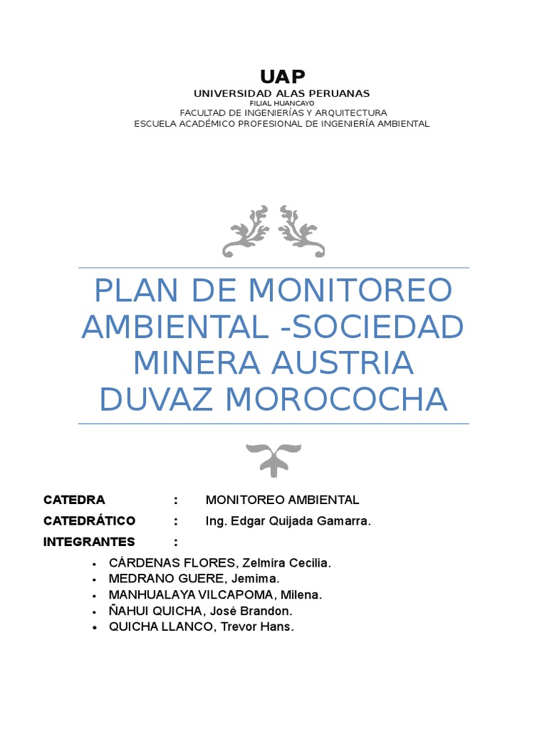 Plan de Monitoreo Ambiental | PDF | Minería | Agua