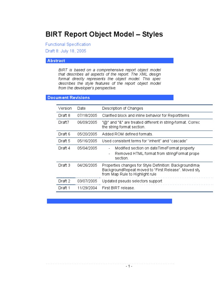 BIRT Report Object Model - ROM | PDF | Cascading Style Sheets | Html Element