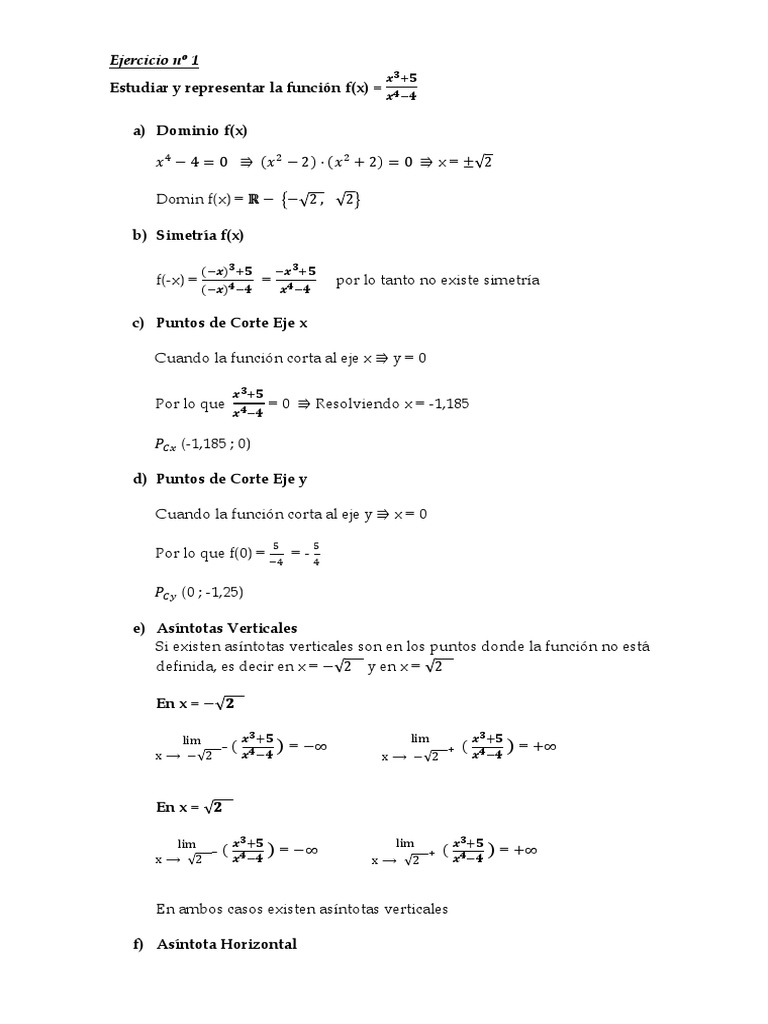 Ejercicios de Representación de Funciones 2º Bachillerato | PDF | Conjunto convexo | Derivado