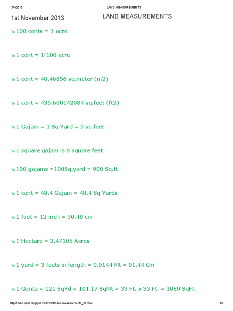 Land Measurements | PDF | Acre | Yard