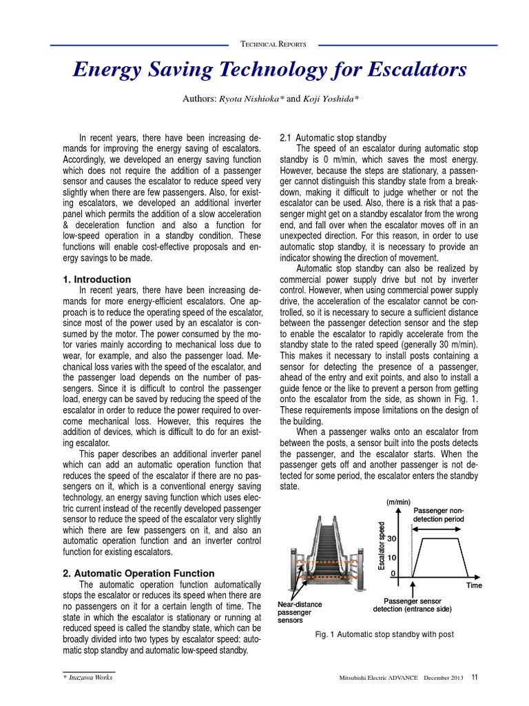 Energy Saving in Escalators | PDF | Escalator | Power Inverter