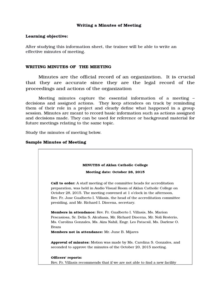 How to Write Meeting Minutes | PDF | Business