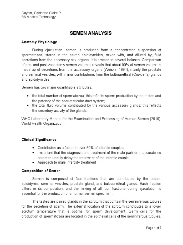 An In-Depth Exploration of Semen Composition, Analysis, and Production ...